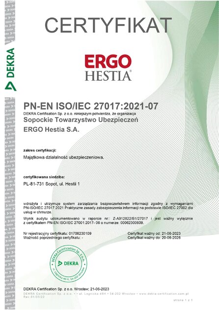 Strona załącznika Certyfikat ISO 27017 - Certyfikat ISO 27017.png ...